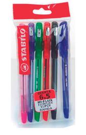 BOLÍGRAFO STABILO BILLE HI FLUX X6 UNIDADES SURTIDO | tailoy.com.bo