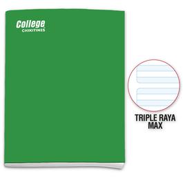 Cuaderno Deluxe Triple Raya Max College A4 Verde 80 Hojas