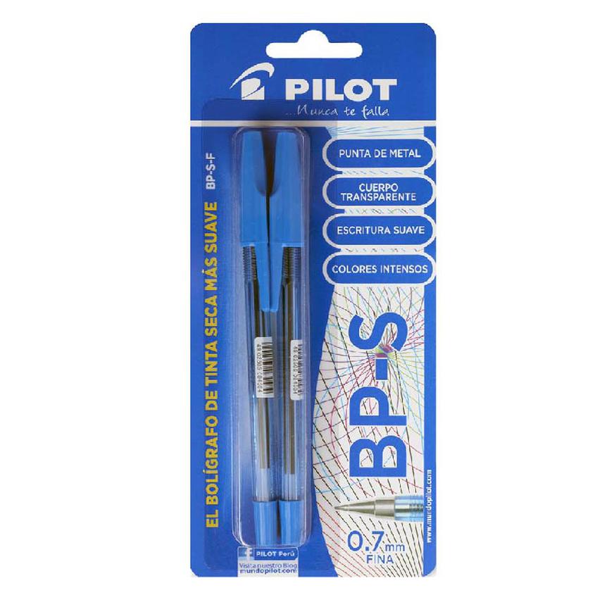 Bolígrafo Pilot Punta Fina Azul X 2