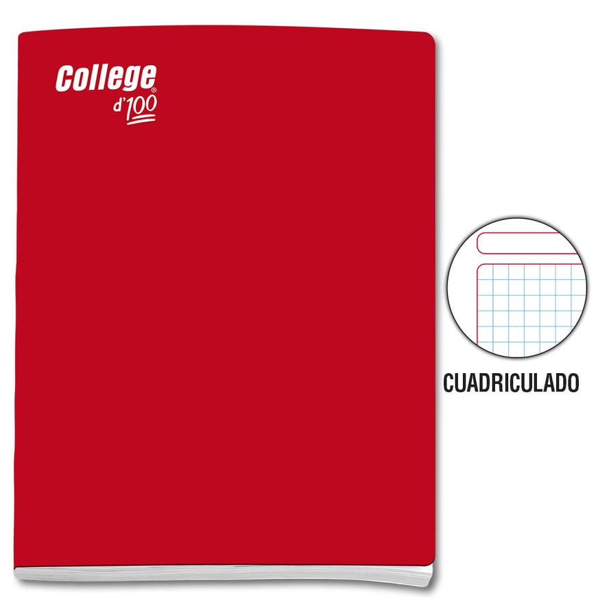 Cuaderno Cuadriculado Deluxe COLLEGE A4 Rojo 100 Hojas | tailoy.com.pe