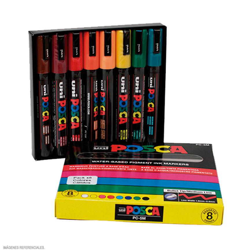Estuche Marcadores Posca 5M X8 Cálido