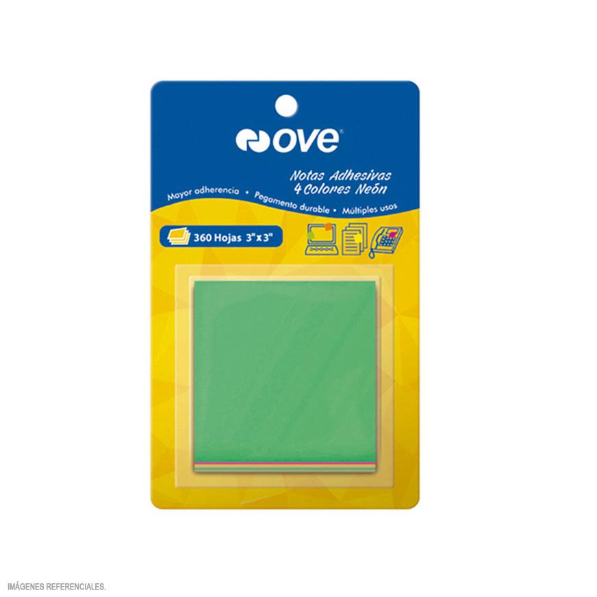 Notas Adhesivas 3X3 Neón 4 Colores X 360 Hojas Ove